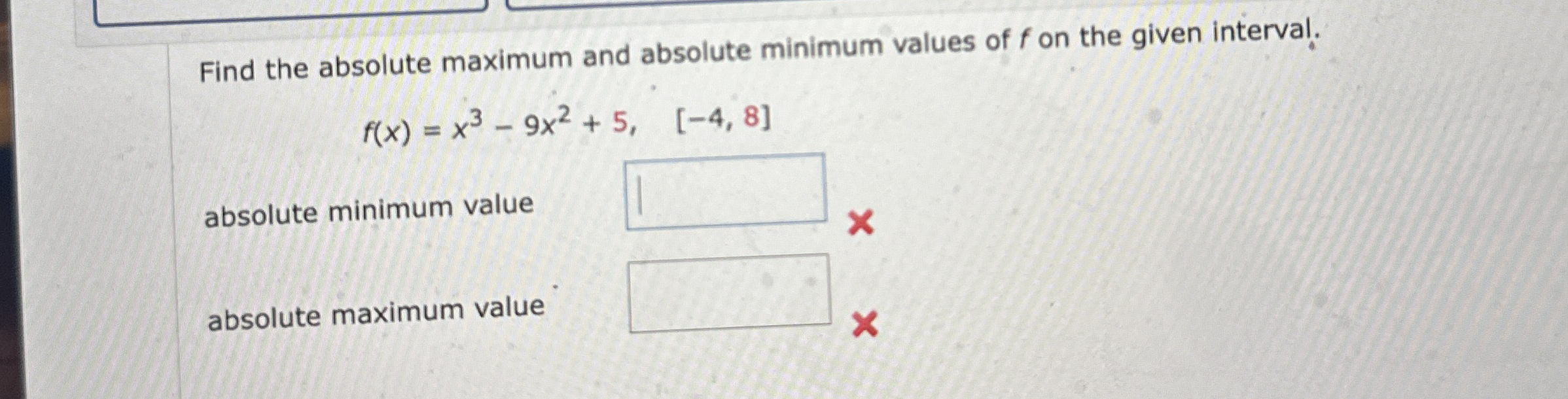 Solved Find the absolute maximum -- --amaluta minimum values | Chegg.com
