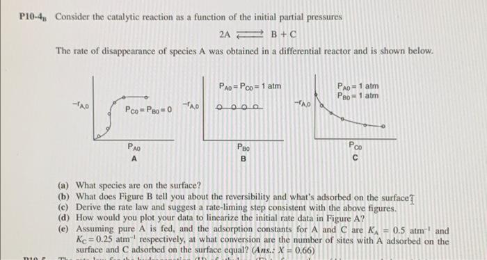 Solved P10-4B Consider the catalytic reaction as a function | Chegg.com