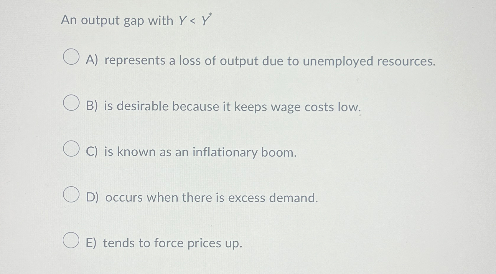 Solved An output gap with YA | Chegg.com