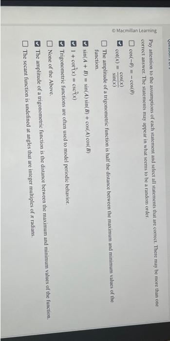 Solved Pay attention to the assumptions of each statement | Chegg.com