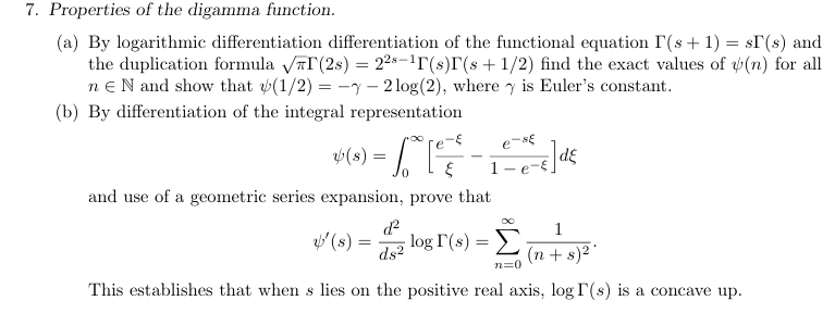 Solved Properties of ﻿the digamma function.(a) By | Chegg.com