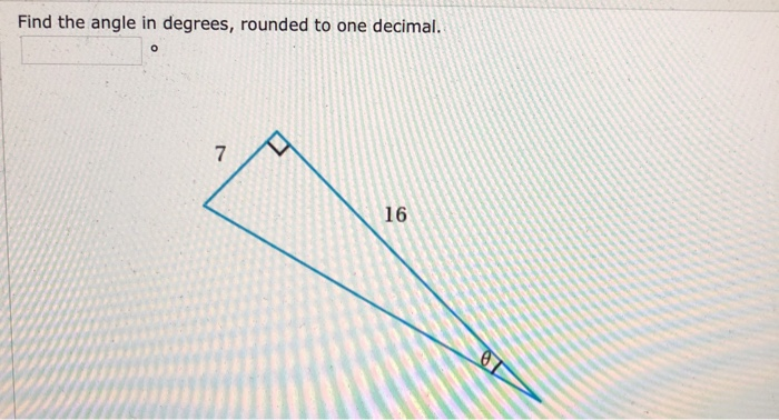 Solved Find the angle in degrees, rounded to one decimal. | Chegg.com