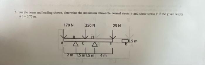 Solved 2. For the beam and loading shown, determine the | Chegg.com