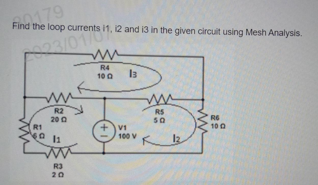 Solved Find the loop currents i1, i2 and i3 in the given | Chegg.com