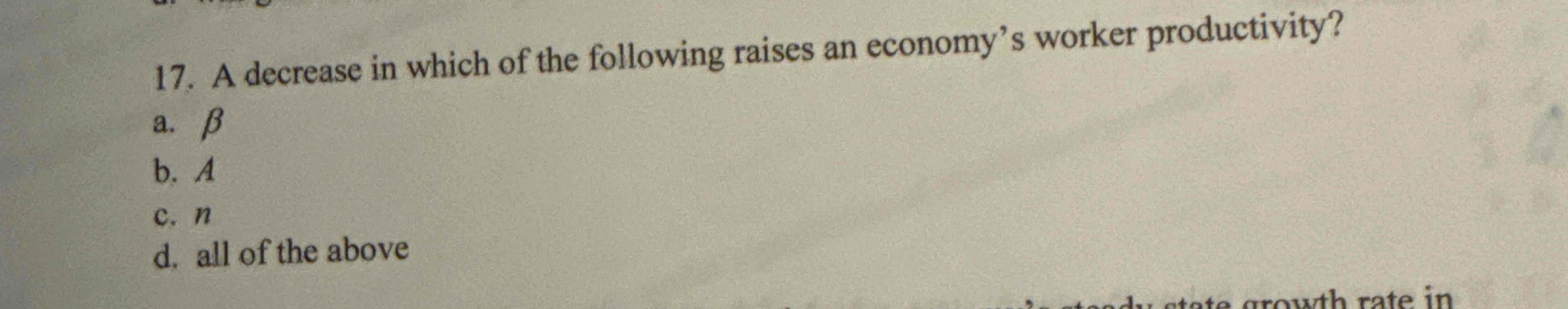 Solved 17. ﻿A decrease in which of the following raises an | Chegg.com