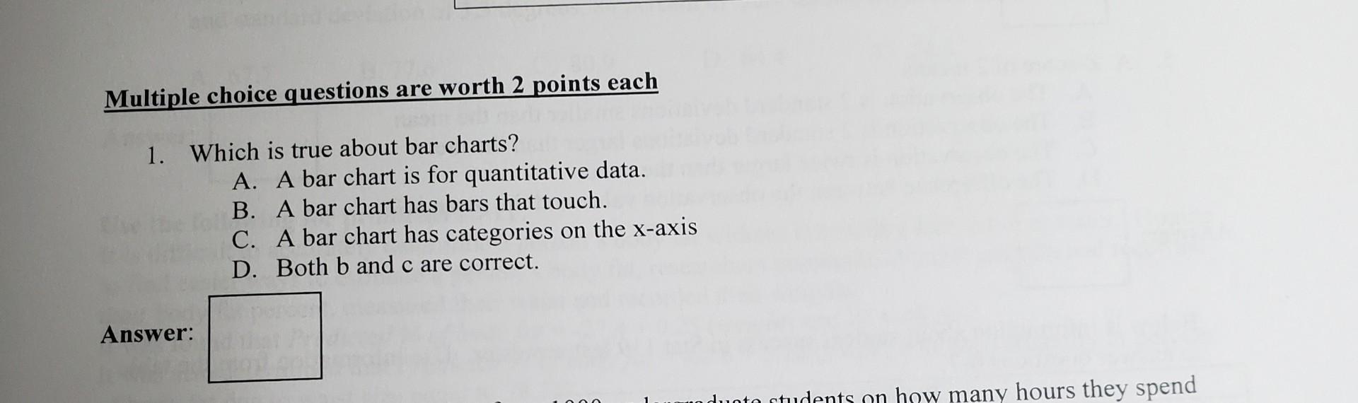 Solved Multiple choice questions are worth 2 points each 1. | Chegg.com