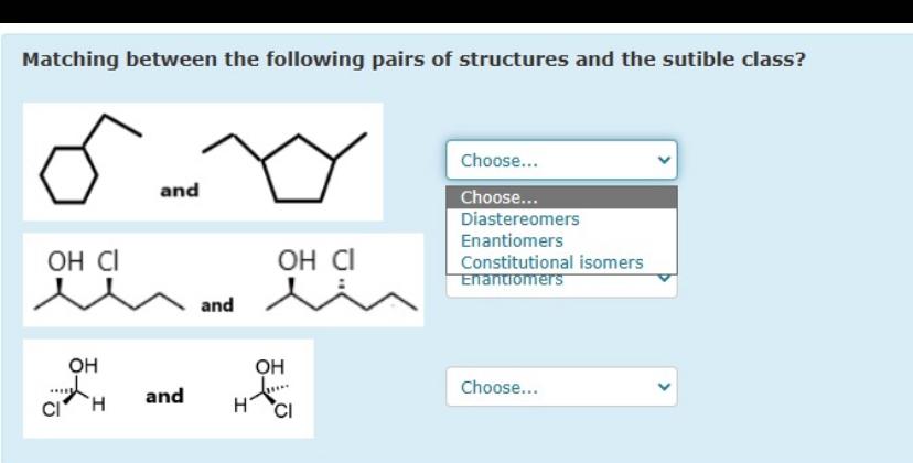 Solved Matching between the following pairs of structures | Chegg.com