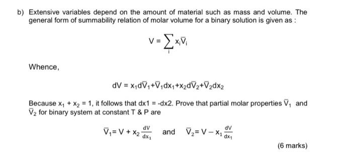 Solved Extensive variables depend on the amount of material | Chegg.com