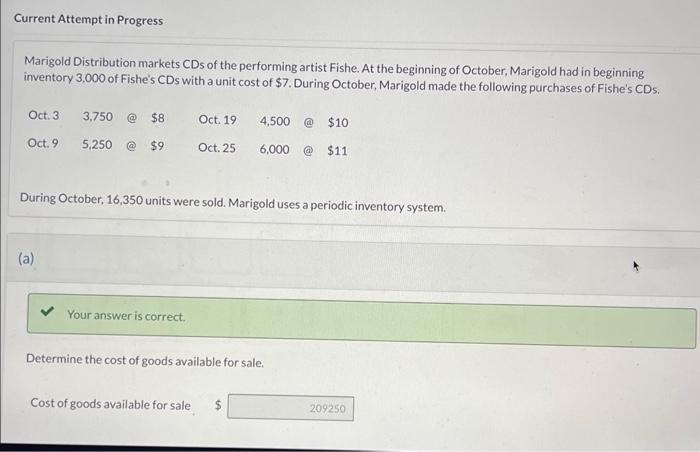 Solved Current Attempt in Progress Marigold Distribution | Chegg.com