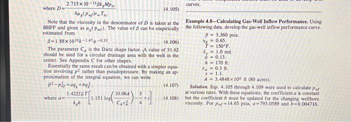where D=hgtg(pwf)rwTsc2.715×10−15βkgMpsc Note that | Chegg.com