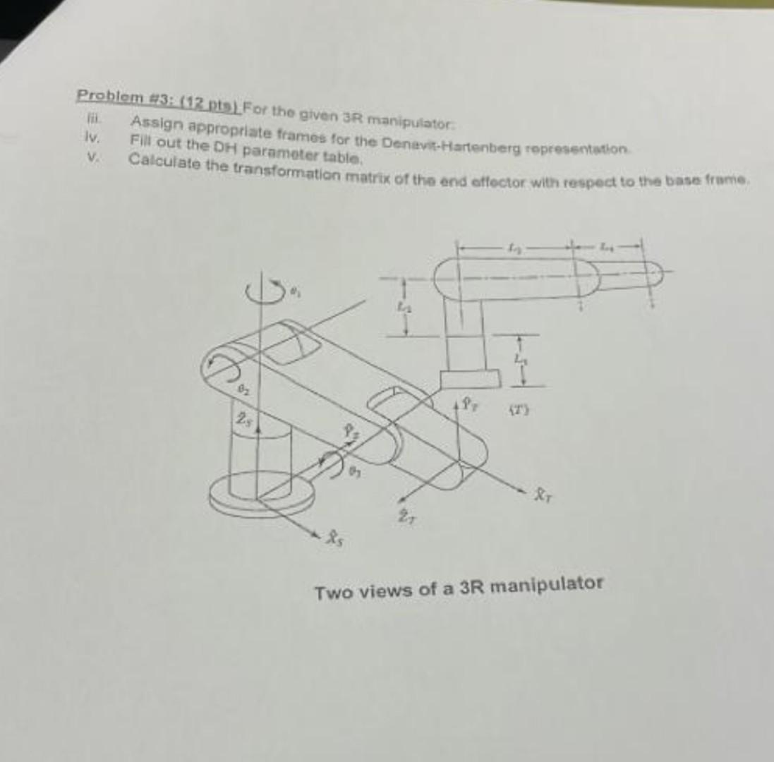 Solved Problem 43: (12. Dts L For the given 3R manipulator: | Chegg.com