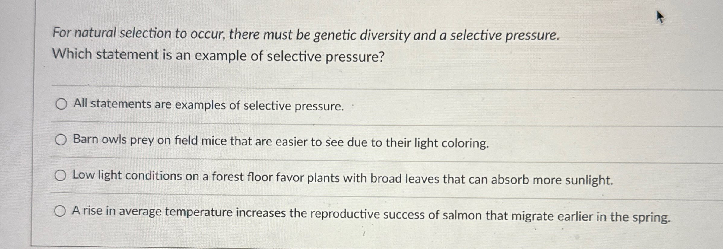 Solved For natural selection to occur, there must be genetic | Chegg.com