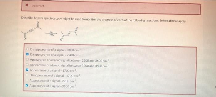 Solved Describe how IR spectroscopy might be used to monitor | Chegg.com