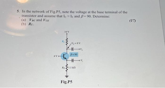 Solved 5. In the network of Fig.P5, note the voltage at the | Chegg.com