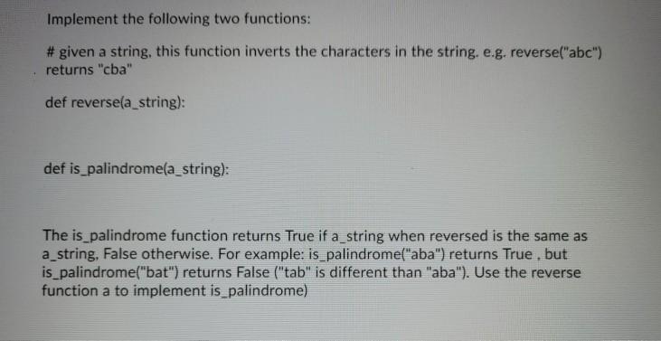 Solved Implement the following two functions: # given a | Chegg.com