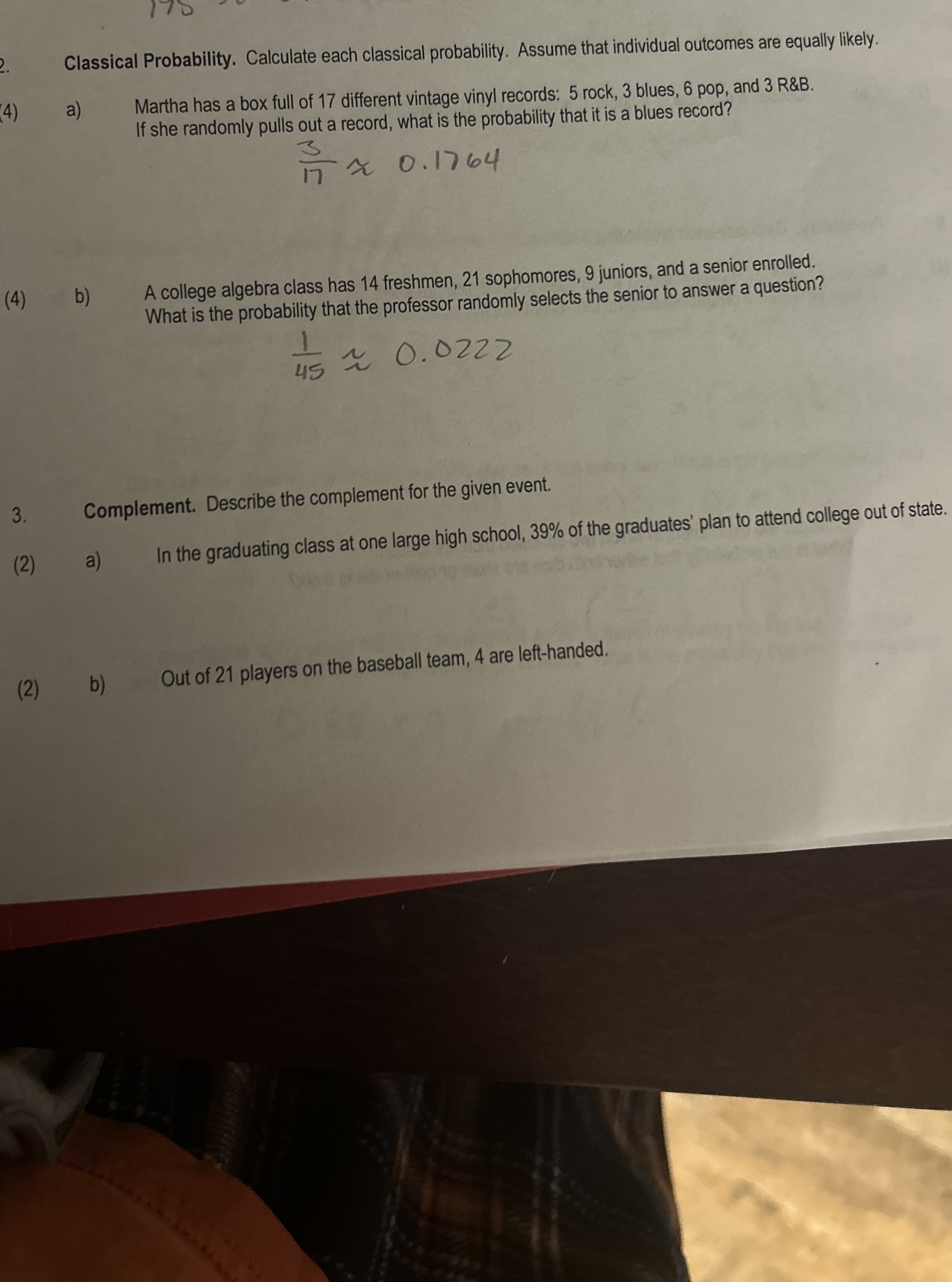 Solved Classical Probability. Calculate each classical | Chegg.com