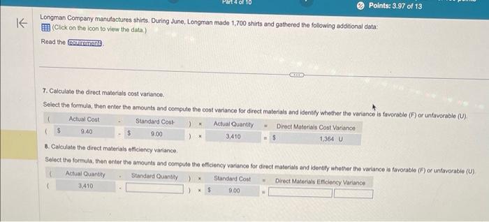 Solved Longman Company manufactures shirts. During June, | Chegg.com