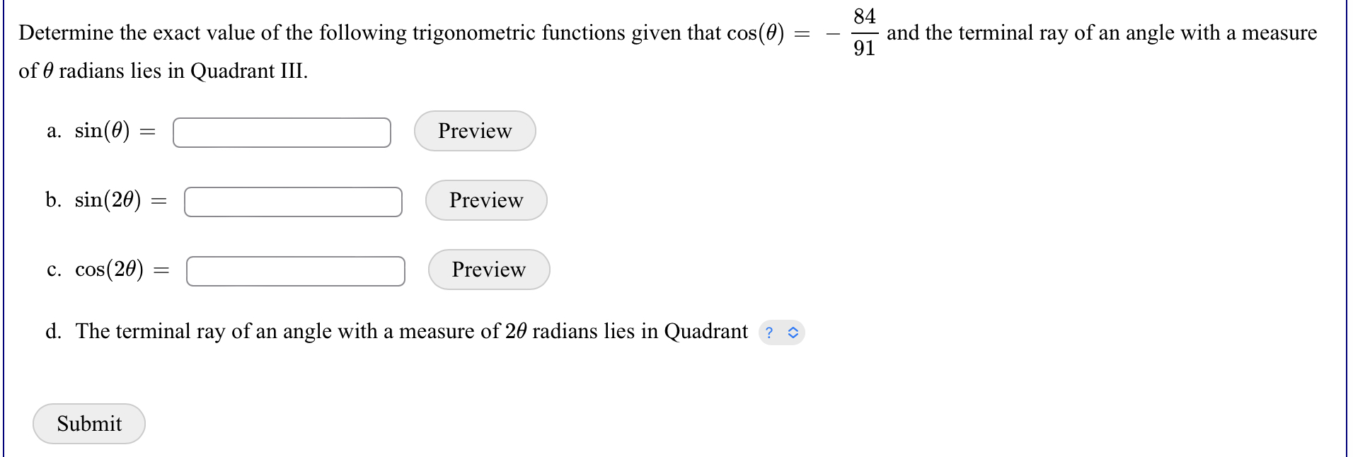 Solved Determine the exact value of the following | Chegg.com