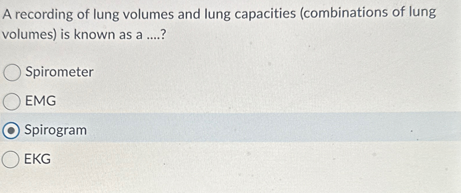 Solved A recording of lung volumes and lung capacities | Chegg.com