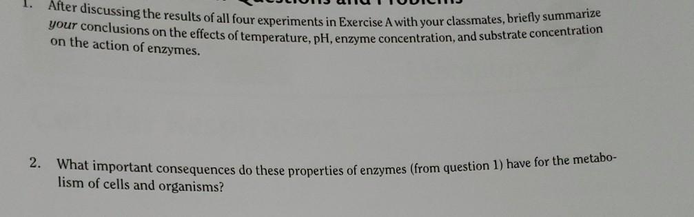 Solved 1. After discussing the results of all four | Chegg.com