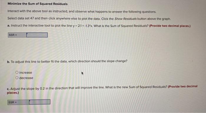 Minimize the Sum of Squared Residuals Interact with | Chegg.com