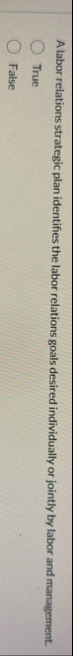 Solved A labor relations strategic plan identifies the labor | Chegg.com