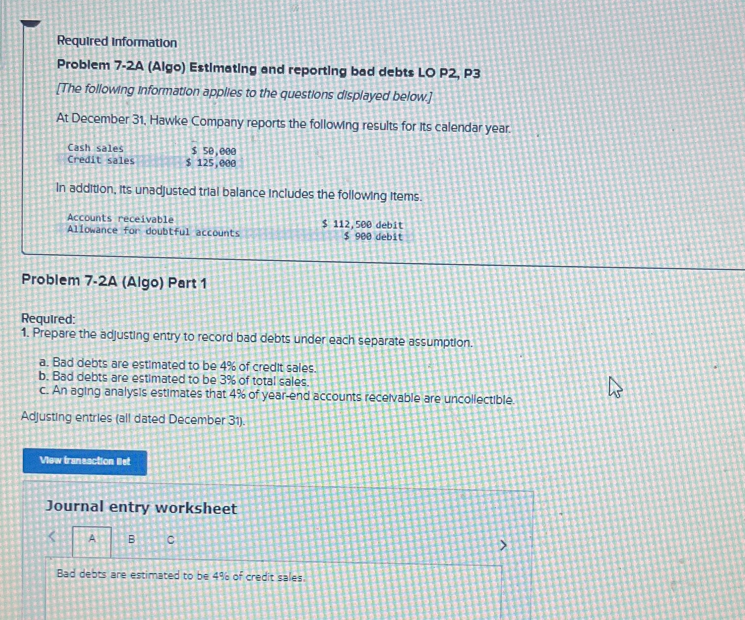 Required informationProblem 7-2A (Algo) ﻿Estimating | Chegg.com