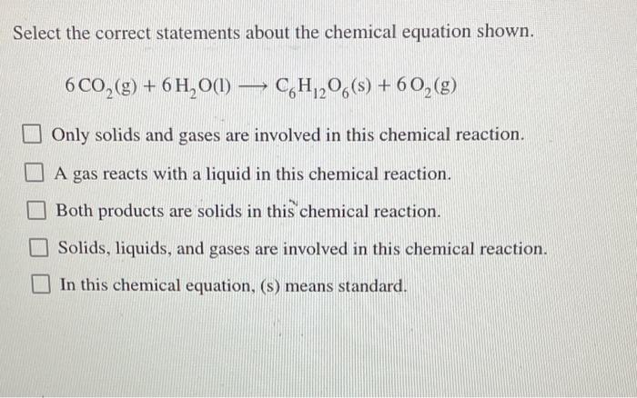 Solved Select the correct statements about the chemical | Chegg.com