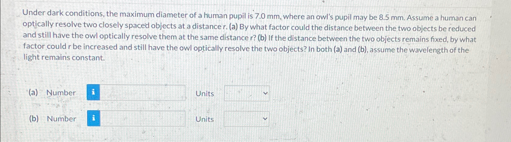 Solved Under dark conditions, the maximum diameter of a | Chegg.com
