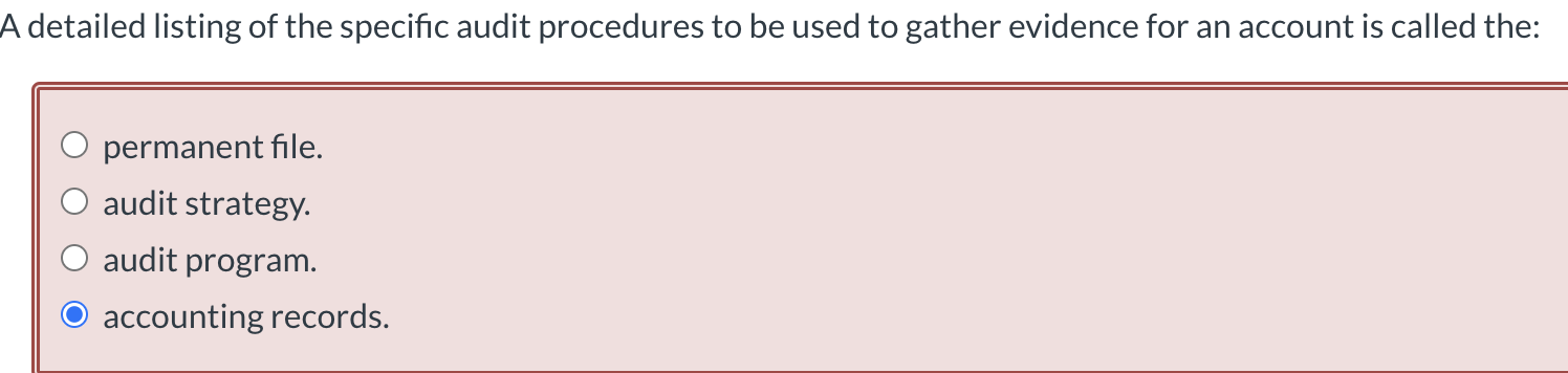 Solved A detailed listing of the specific audit procedures | Chegg.com