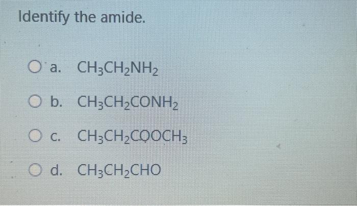 Solved Identify the alcohol. a. b.Identify the amide. a. | Chegg.com
