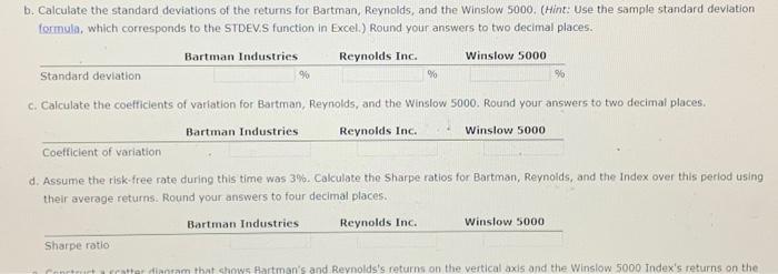 ron. 1anh.b. Calculate the standard deviations of the | Chegg.com