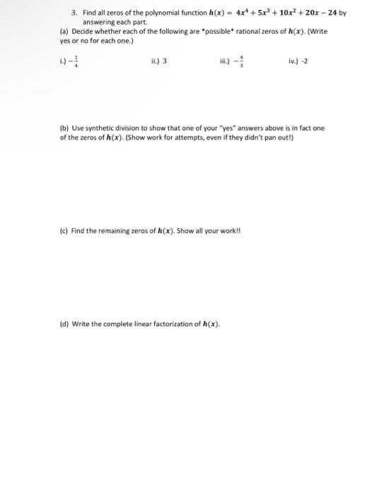 Solved 3. Find all zeros of the polynomial function | Chegg.com