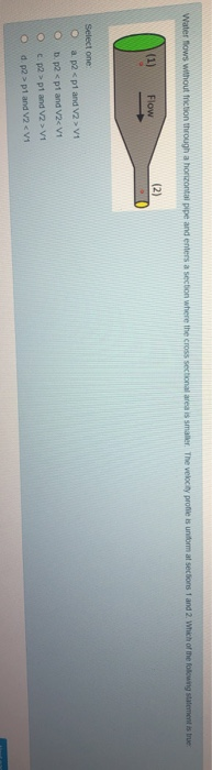 Solved Water flows without friction through a horizontal | Chegg.com