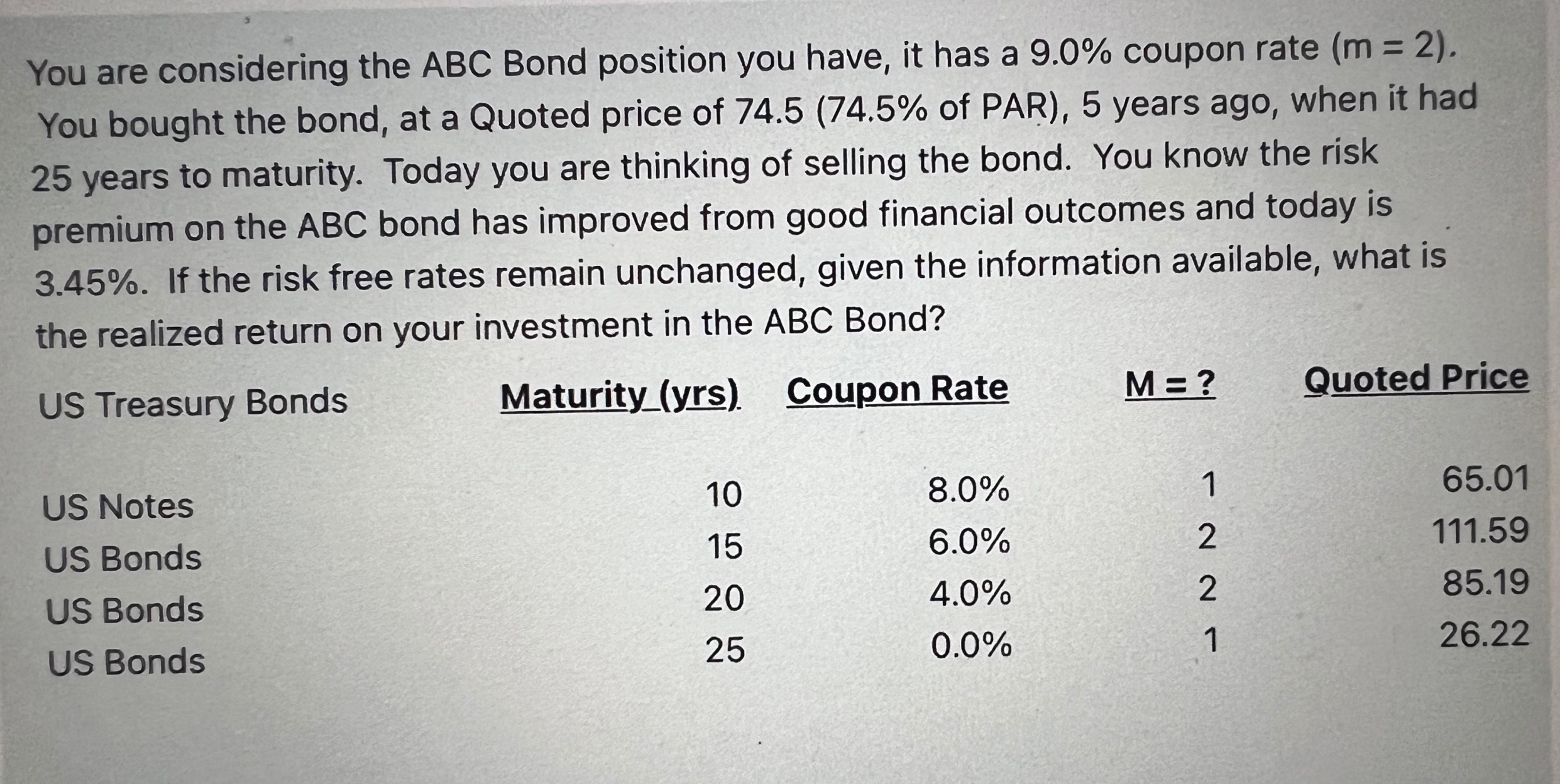 Solved You are considering the ABC Bond position you have, | Chegg.com