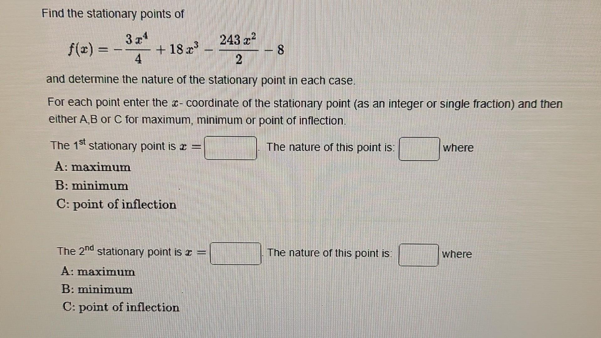 Solved Find the stationary points of | Chegg.com
