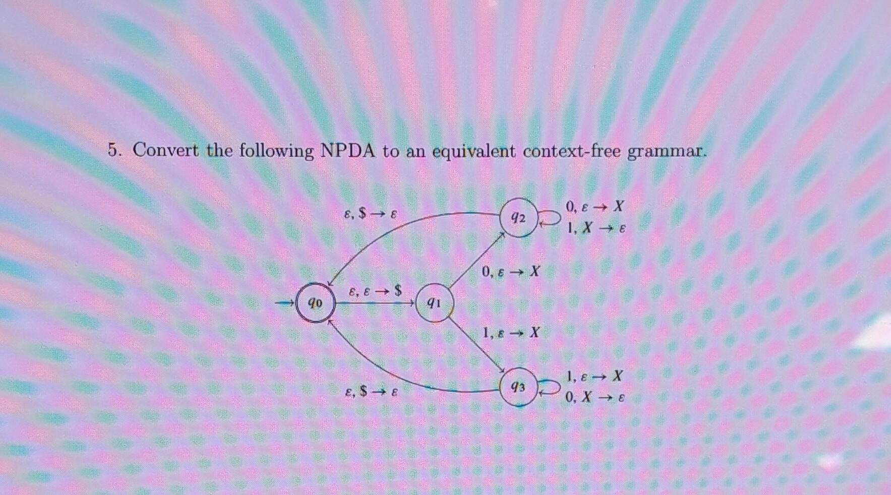 Solved 5. Convert the following NPDA to an equivalent | Chegg.com Solved 5. Convert the following NPDA to an equivalent | Chegg.com