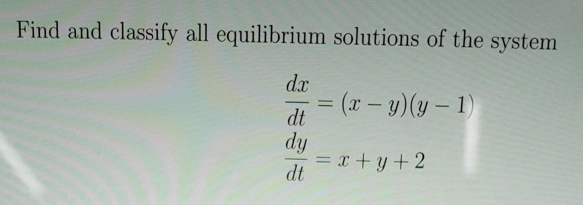 Solved Find and classify all equilibrium solutions of the | Chegg.com