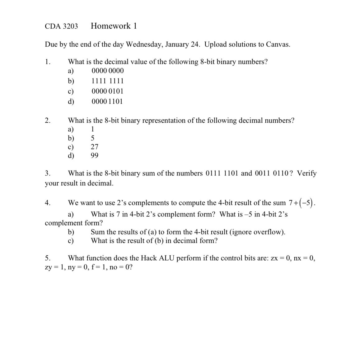 Solved CDA 3203 ﻿Homework 1Due by the end of the day | Chegg.com