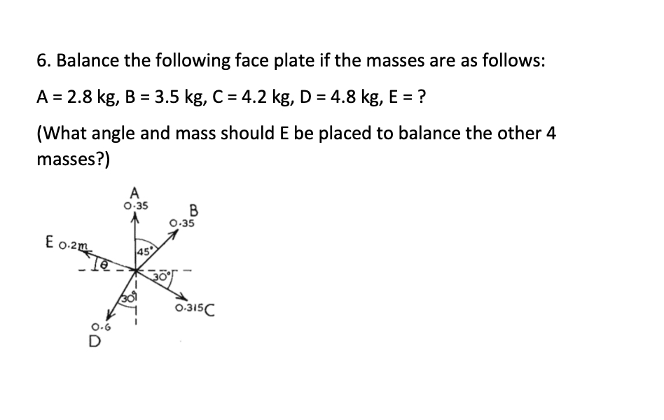 Solved Balance the following face plate if the masses are as | Chegg.com