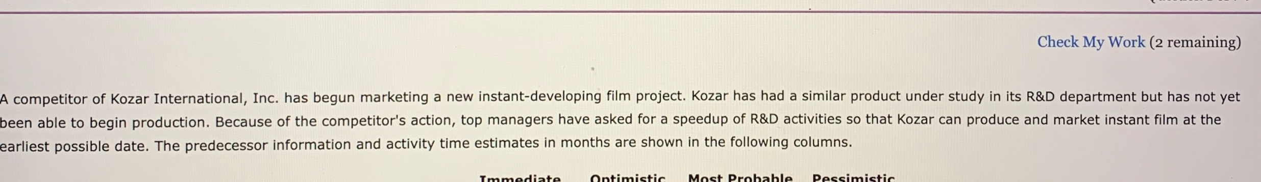 Solved Check My Work (2 ﻿remaining)A competitor of Kozar | Chegg.com