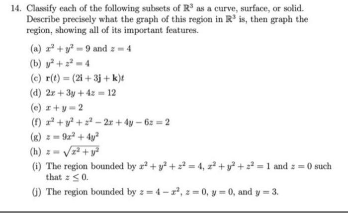 Solved 4. Classify each of the following subsets of R3 as a | Chegg.com
