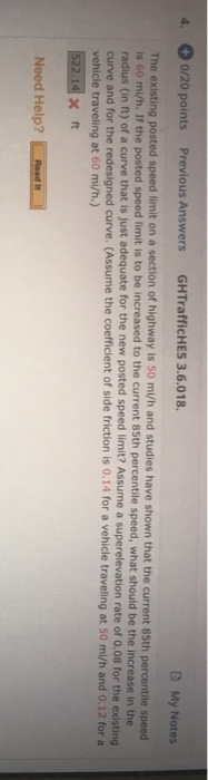 Solved 4. 0/20 points Previous Answers GHTrafficHES 3.6.018. | Chegg.com