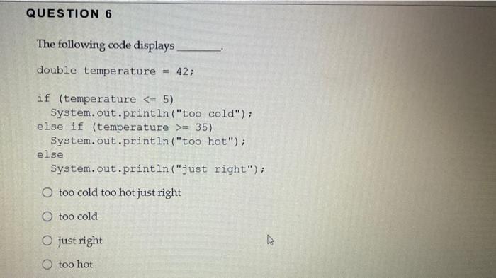 Solved QUESTION 6 The following code displays double | Chegg.com
