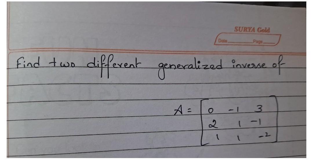 Solved Find two different generalized inverse of | Chegg.com