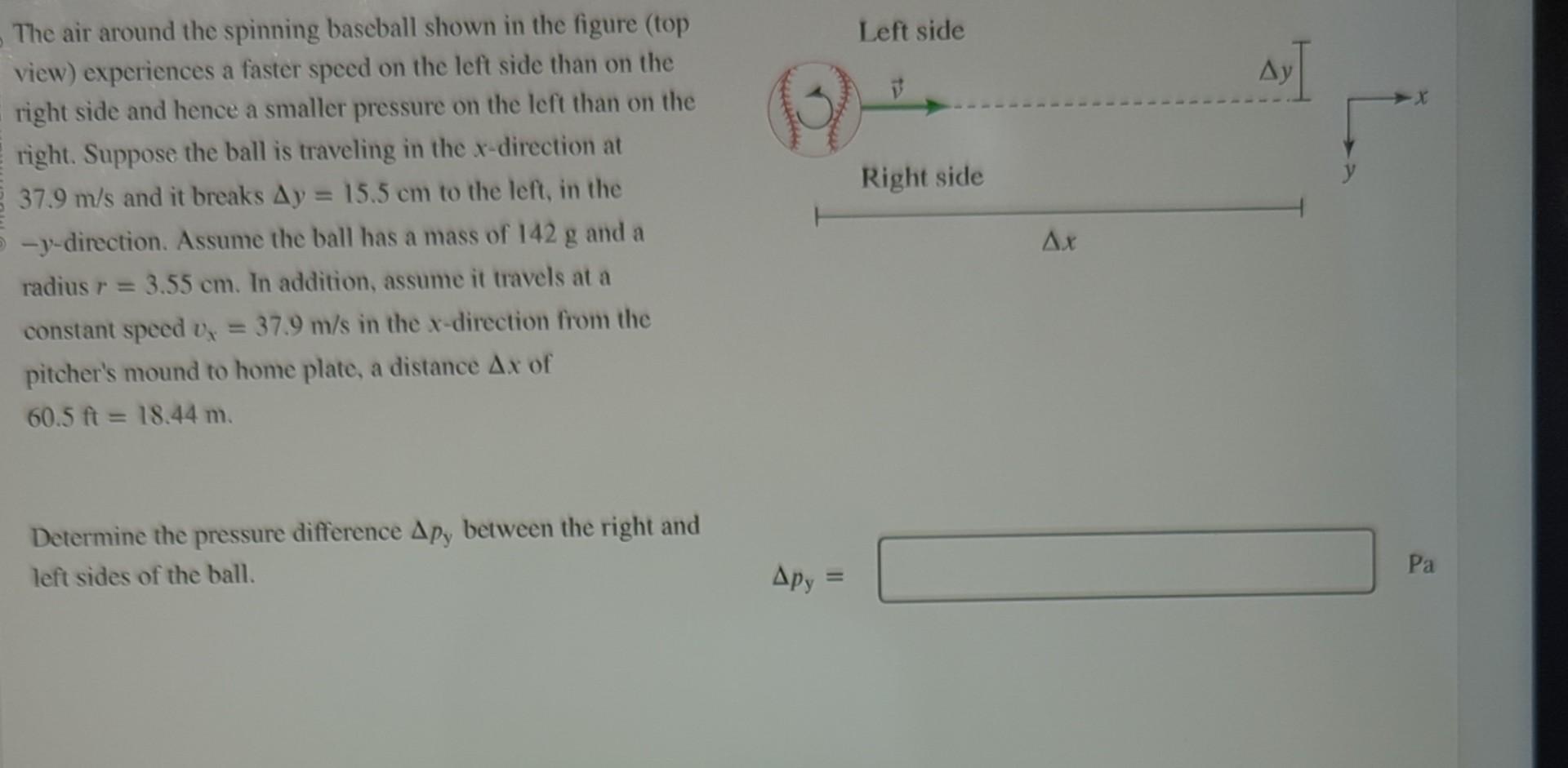 Solved The air around the spinning baseball shown in the | Chegg.com