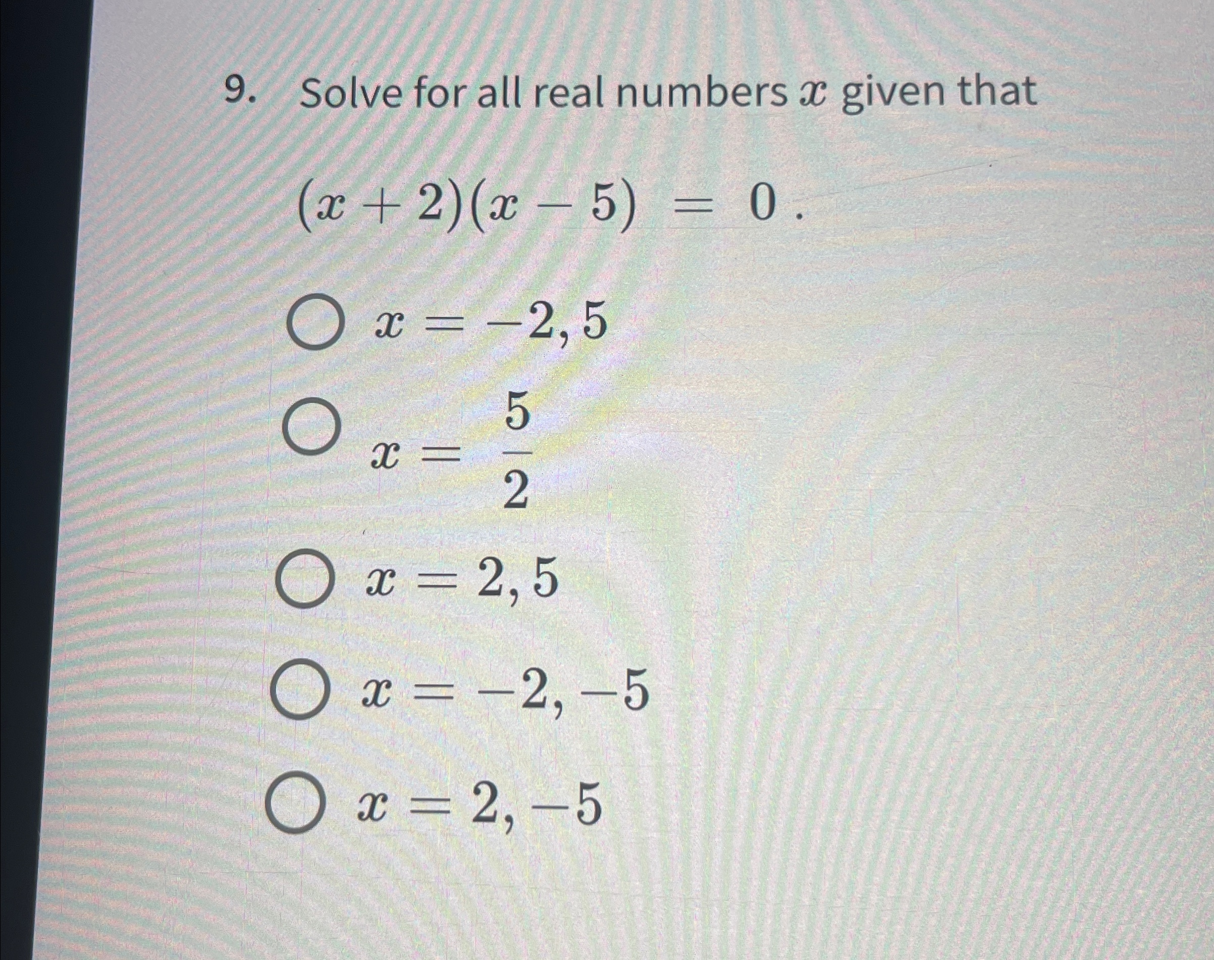 Solved Solve for all real numbers x ﻿given | Chegg.com