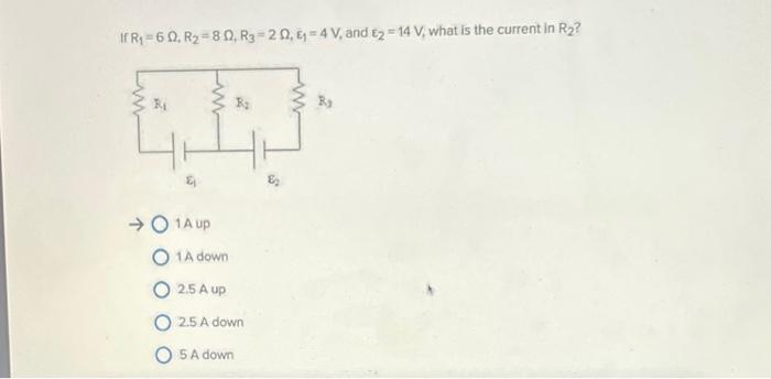 Solved If R1=6Ω,R2=8Ω,R3=2Ω,ε1=4 V, and ε2=14 V, what is the | Chegg.com
