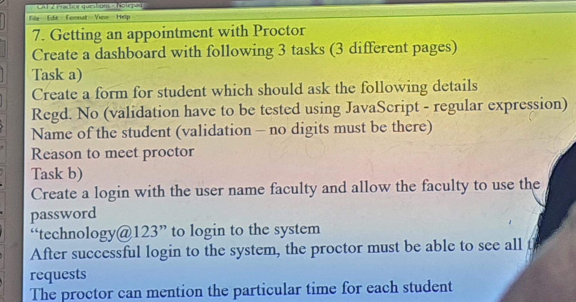 Solved 7. Getting an appointment with Proctor Create a | Chegg.com