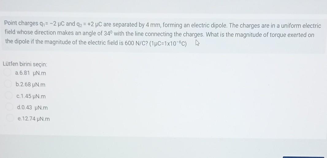 Solved Point charges q1=−2μC and q2=+2μC are separated by 4 | Chegg.com